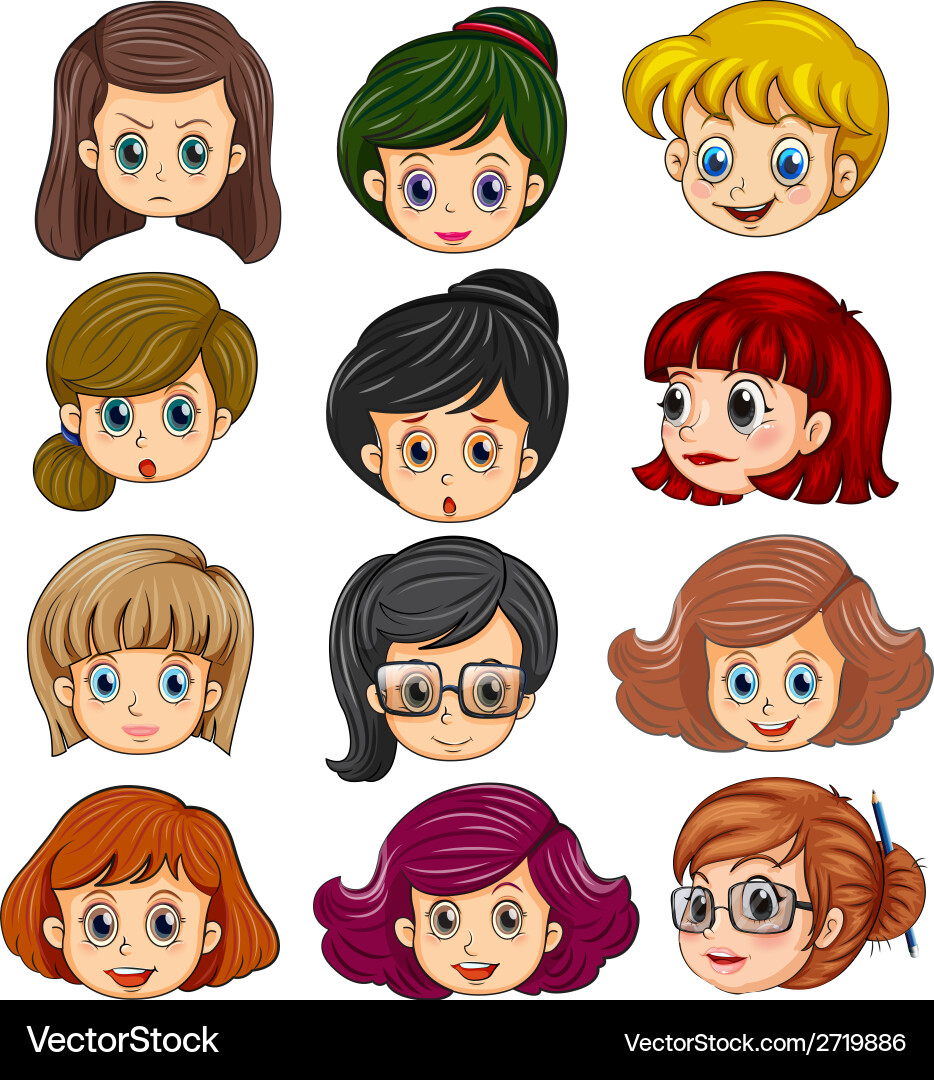 Woman faces Royalty Free Vector Image - VectorStock