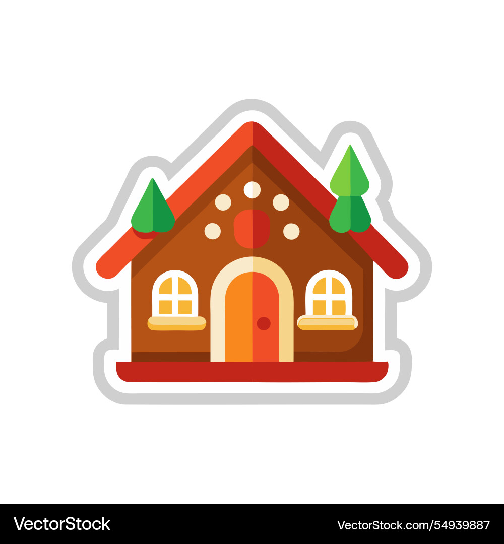 Culinary gingerbread house texture sticker Vector Image