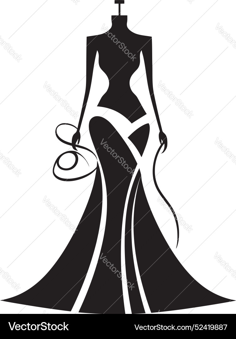 Designer collection black logo dress chic Vector Image