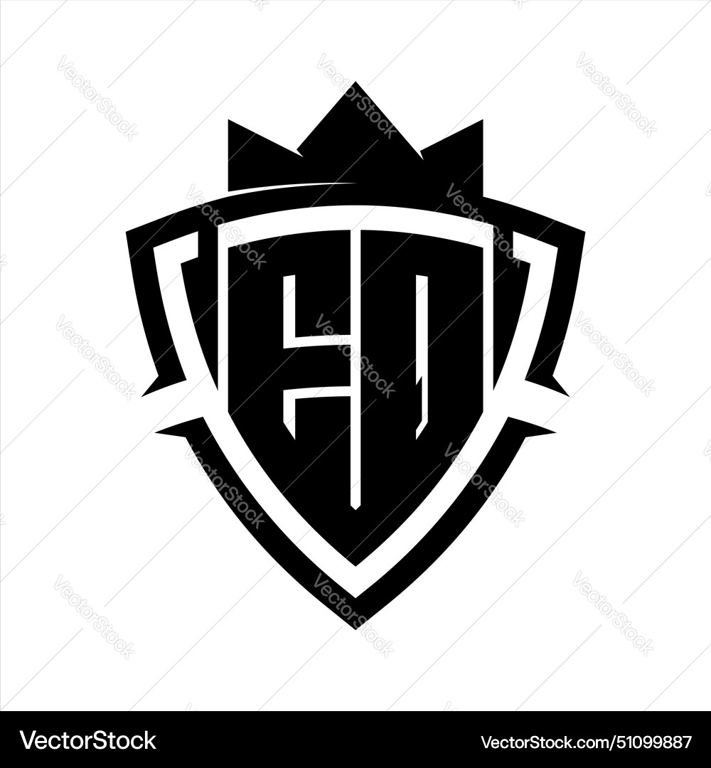 Eq letter bold monogram triangle curve shield Vector Image