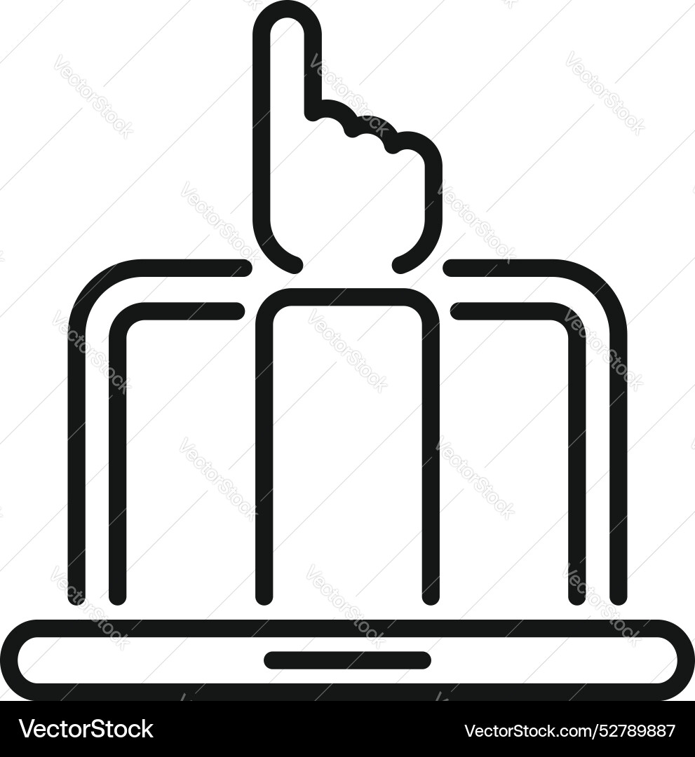 Hand gesturing over laptop touchpad pointing up Vector Image