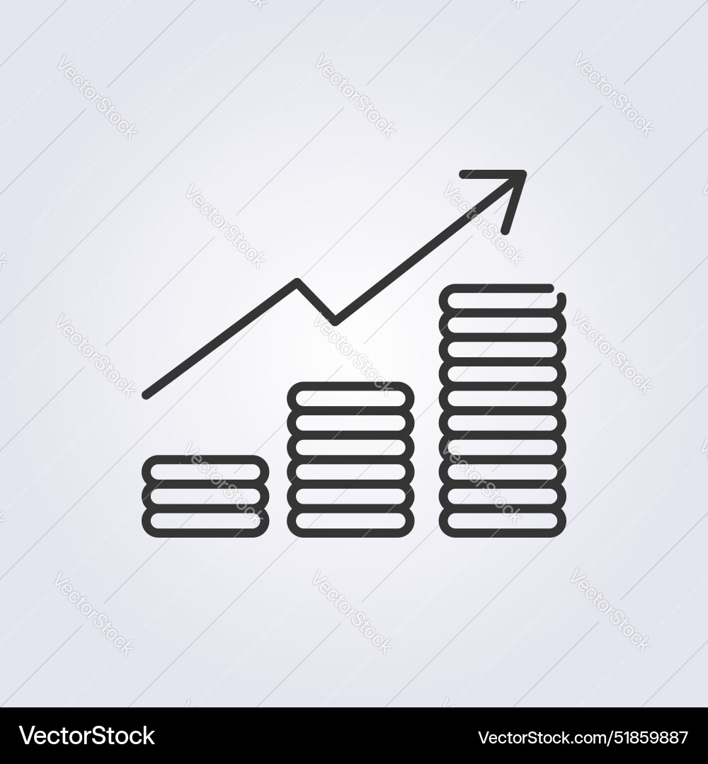 Line art gold coins bar chart financial graph Vector Image