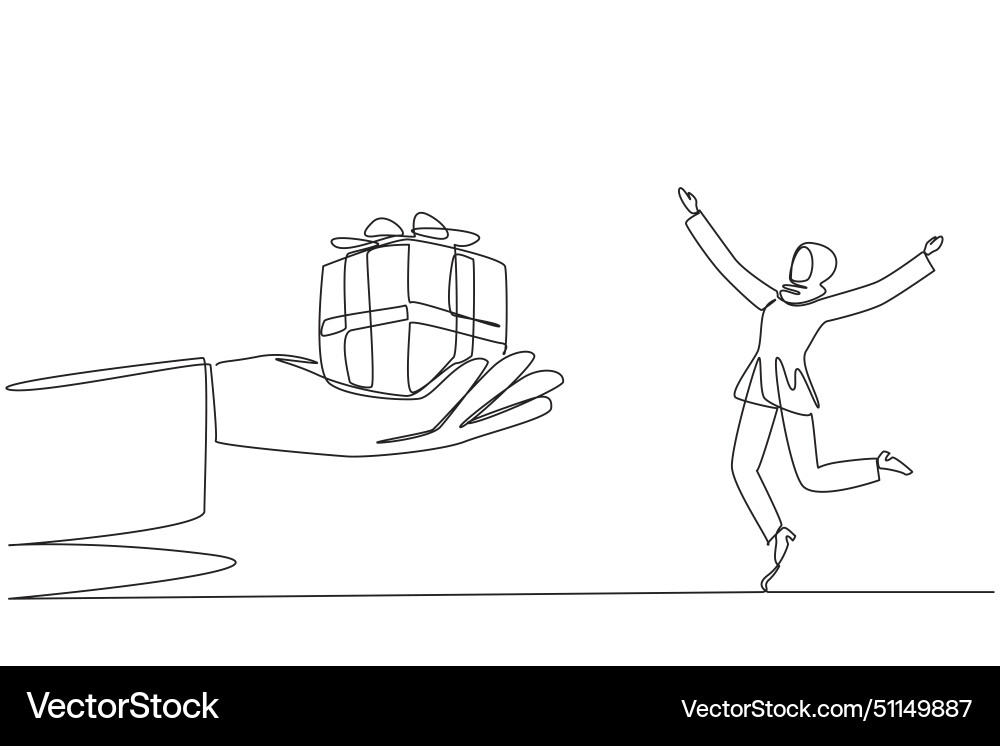 Single one line drawing young arabian Royalty Free Vector