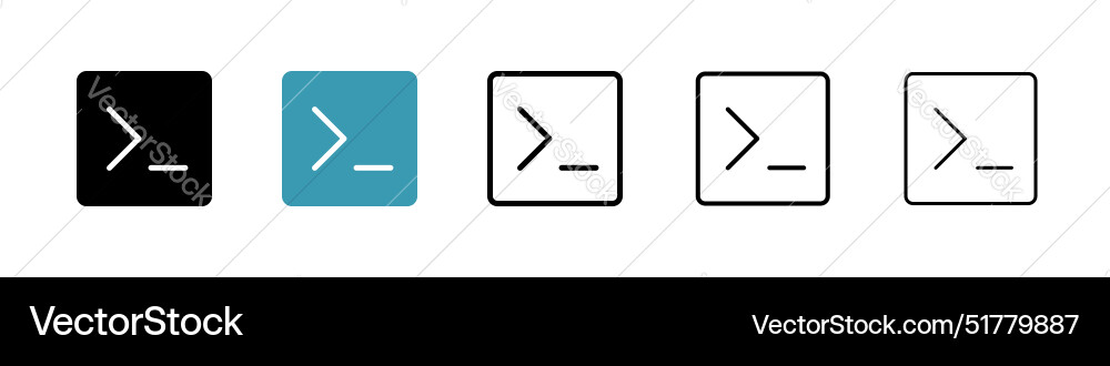 Terminal line icon set Royalty Free Vector Image