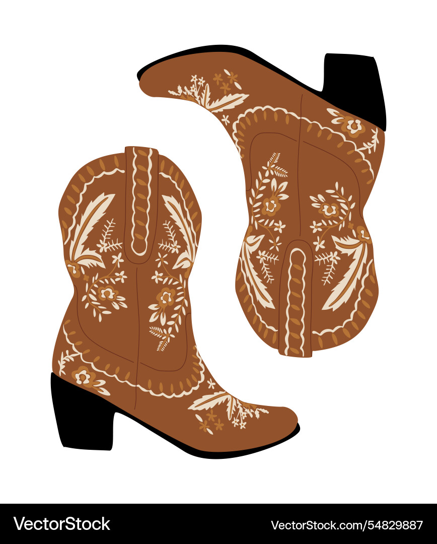 Traditional western cowboy boots on white Vector Image