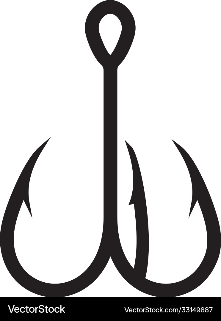 Treble fishing hook Royalty Free Vector Image - VectorStock
