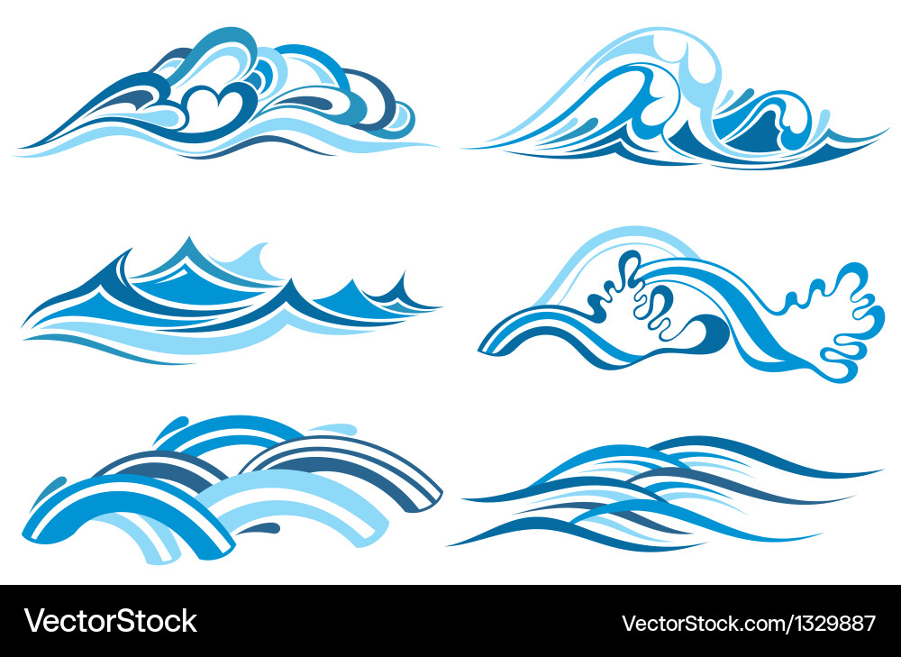 Wave collection Royalty Free Vector Image - VectorStock