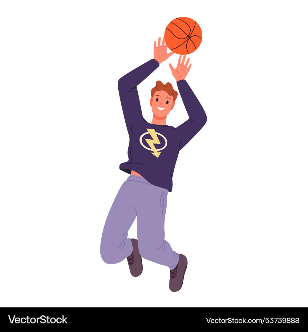 Basketball player running and jumping high to Vector Image