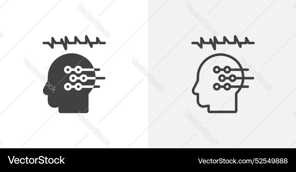 Eeg thin line icon set Royalty Free Vector Image
