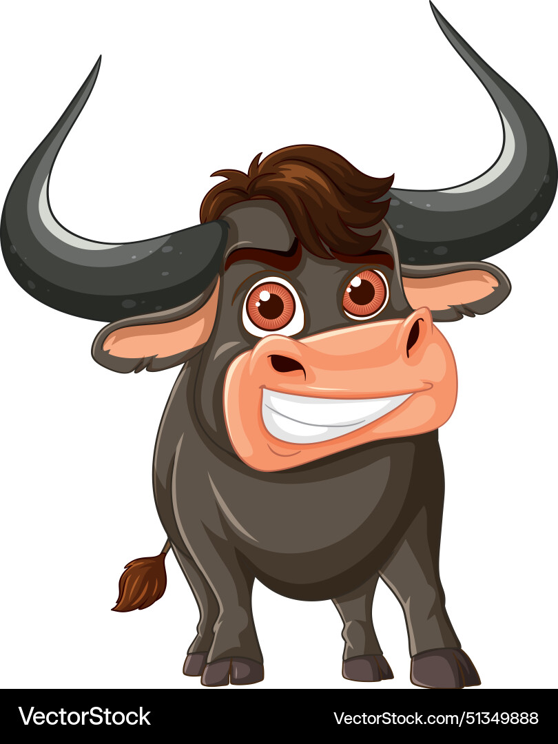 Happy bull with a big smile Royalty Free Vector Image