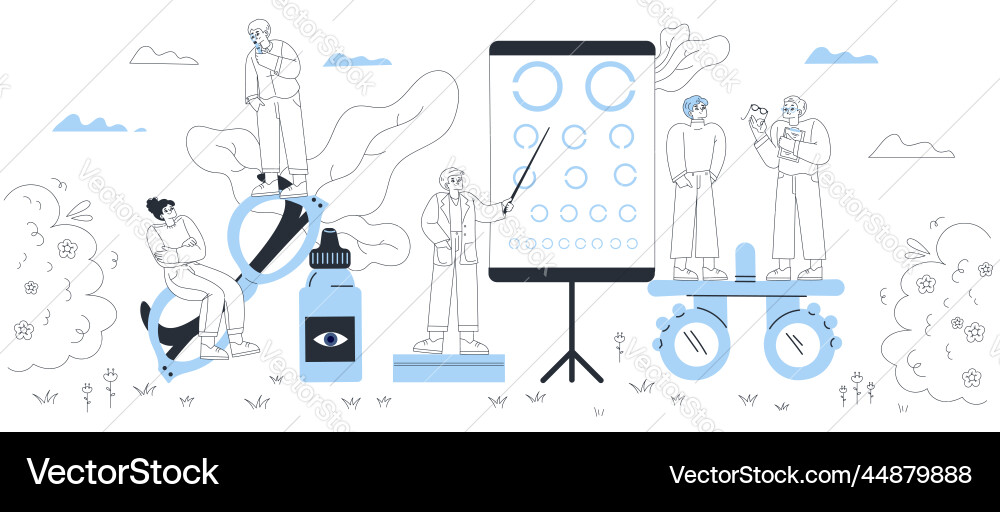 Ophthalmology doodle concept with optometrists Vector Image