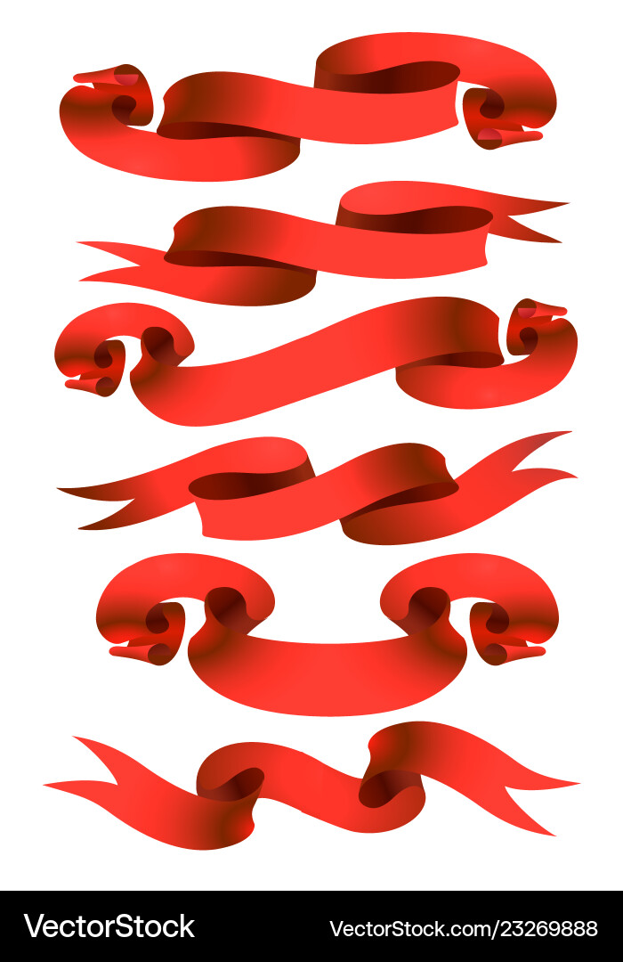 Red Ribbon Set - Cartoon Style Royalty Free Vector Image