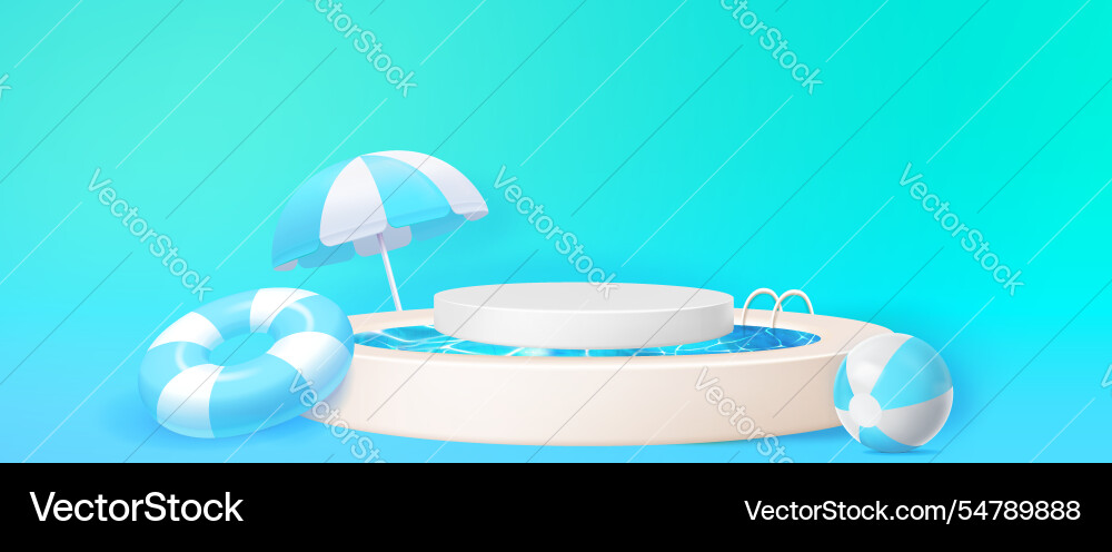 Swimming pool podium isolated on blue Royalty Free Vector