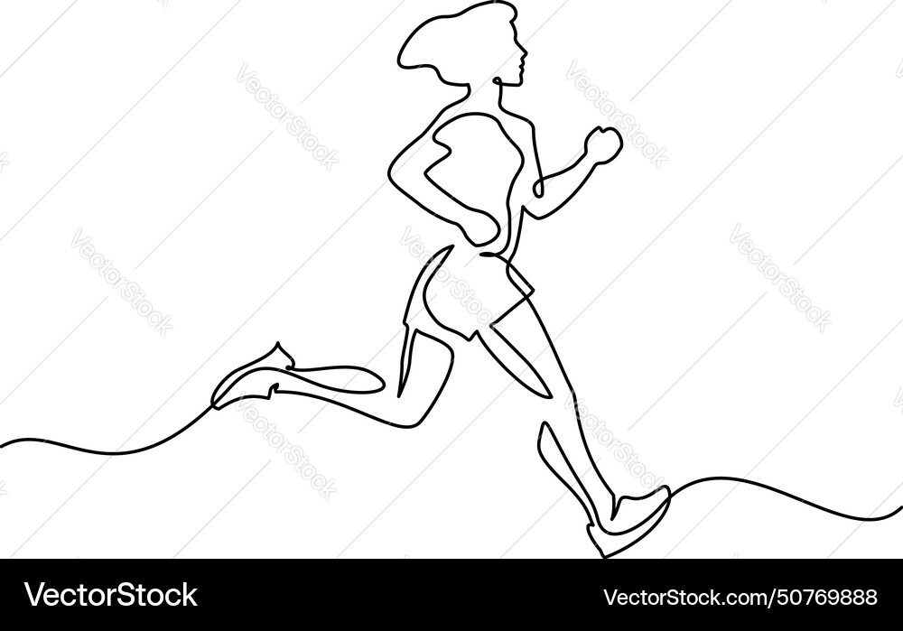 Woman runner continuous one line drawing young Vector Image