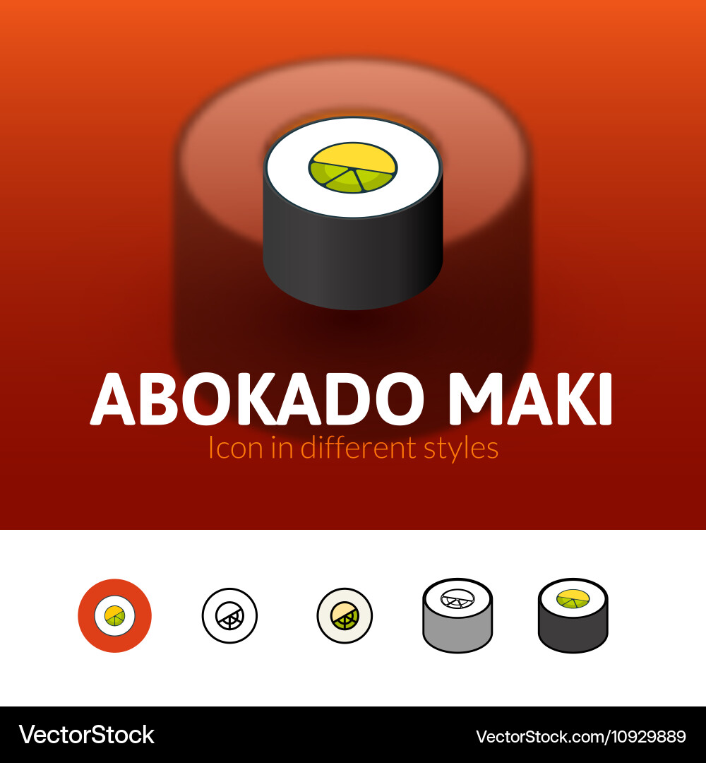 Abokado maki icon in different style Royalty Free Vector