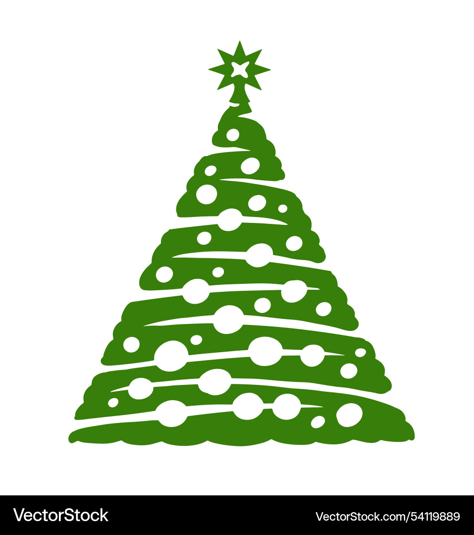 Abstract drawing of christmas tree with star Vector Image