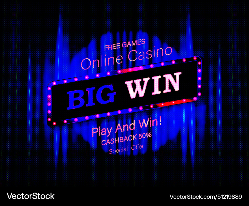Big win gold text on retro red board banner Vector Image