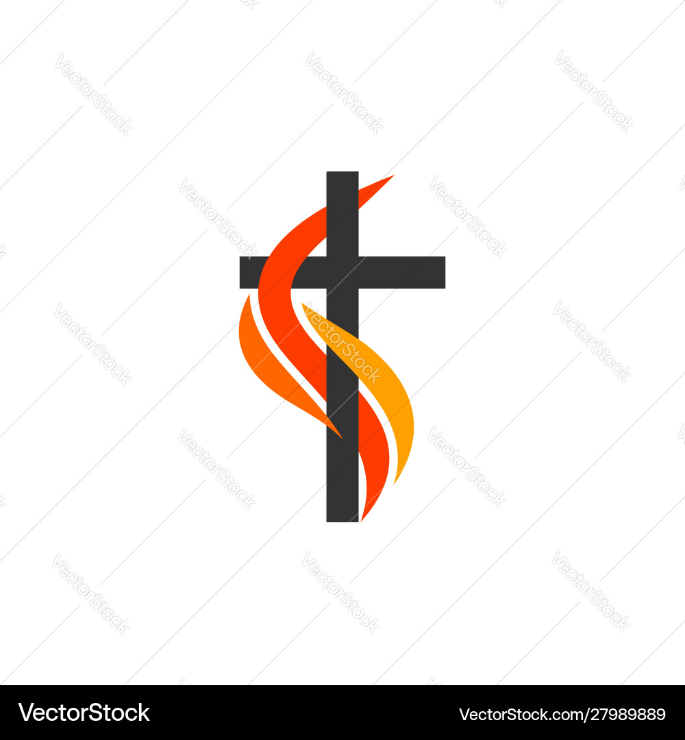 Christian Cross with Flame Royalty Free Vector Image