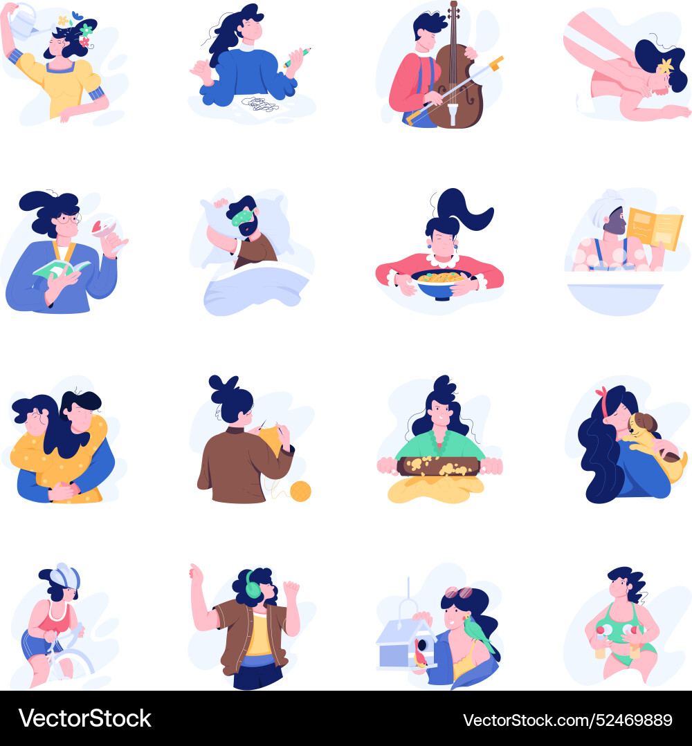Collection of relaxing therapy flat Royalty Free Vector