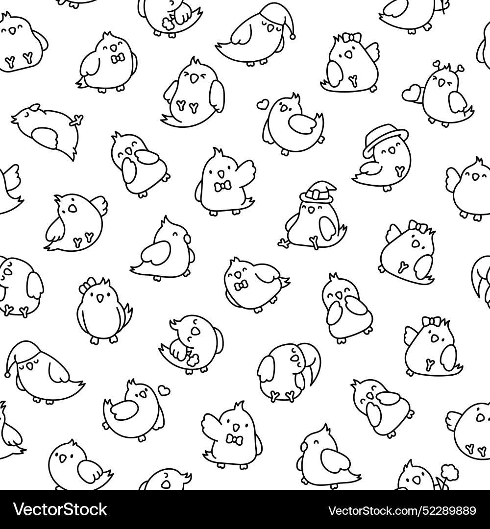Cute cartoon pet birds coloring page Royalty Free Vector