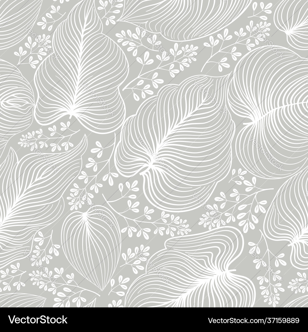 Floral line drawn artistic pattern with leaves Vector Image