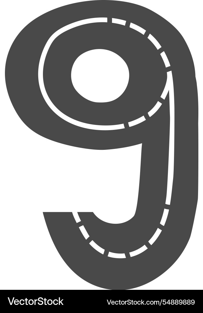 Nine digit road alphabet kids Royalty Free Vector Image