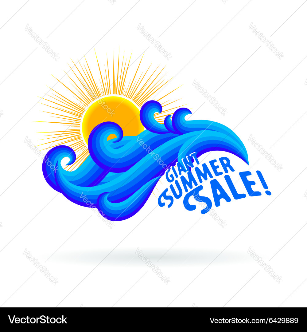 Sun wave ocean Royalty Free Vector Image - VectorStock