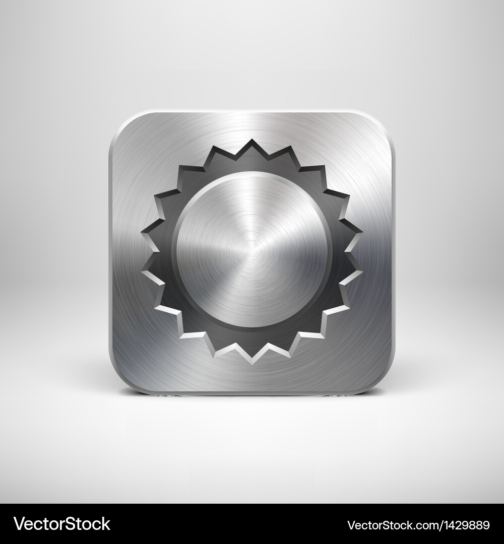 Technology sun app icon with metal texture Vector Image