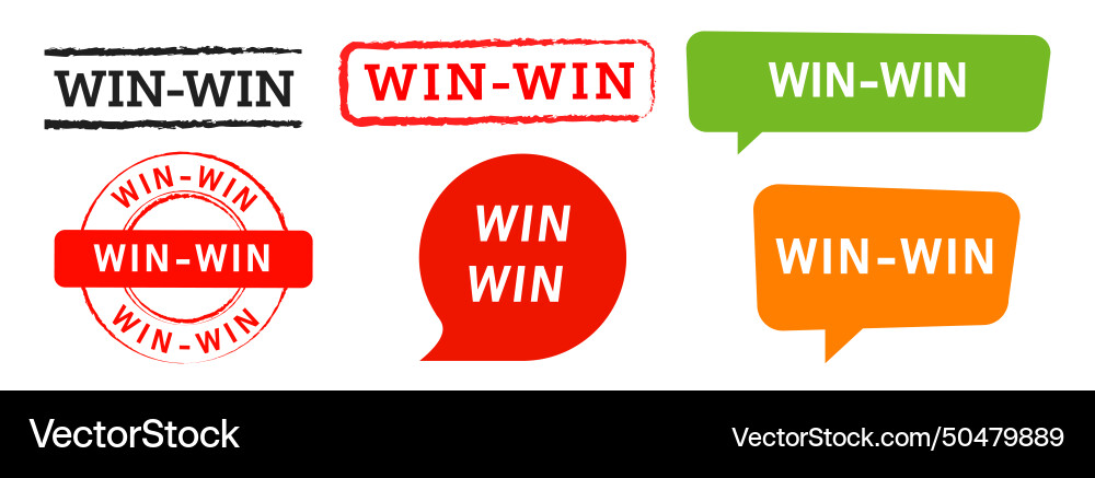 Win rectangle circle stamp and speech bubble Vector Image