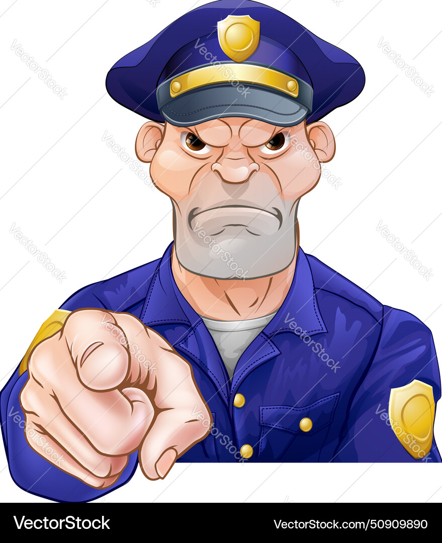 Angry pointing policeman Royalty Free Vector Image