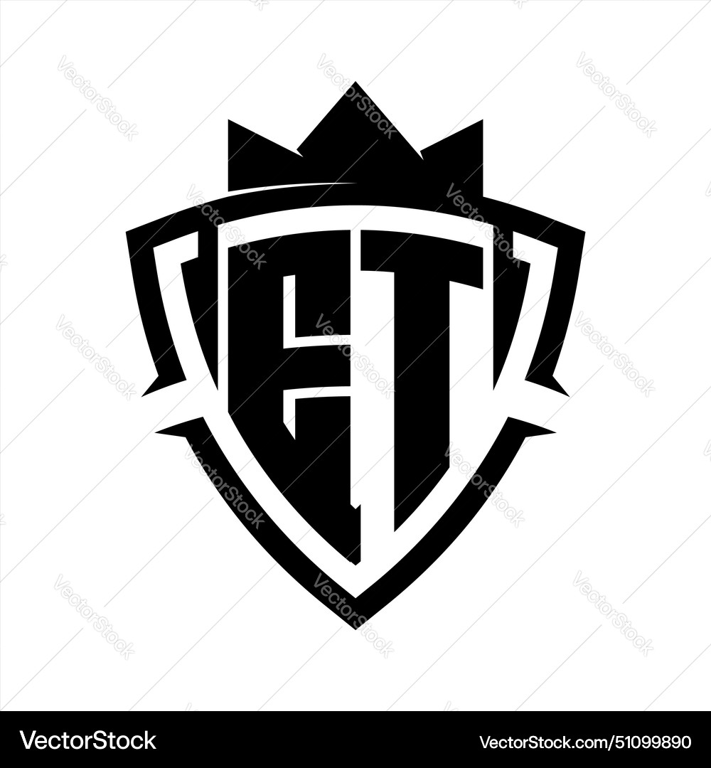 Et letter bold monogram triangle curve shield Vector Image