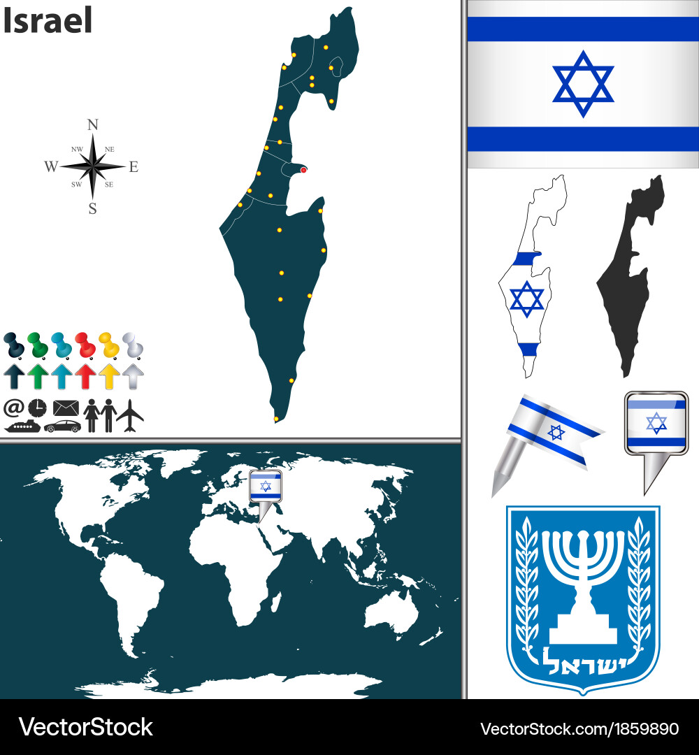 Israel map world Royalty Free Vector Image - VectorStock