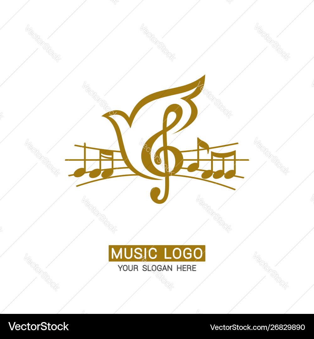Music logo treble clef on a dove background Vector Image