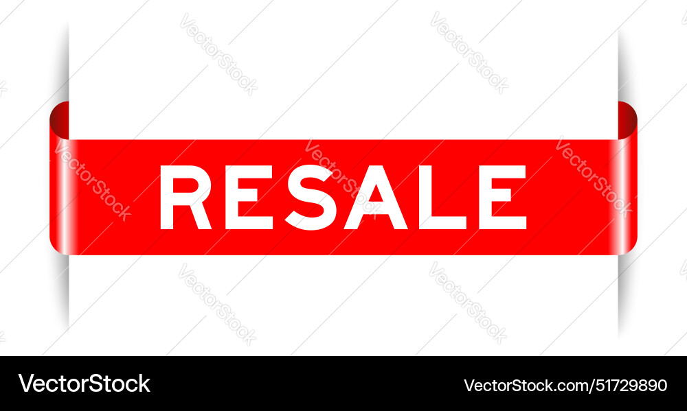Red color inserted label banner with word resale Vector Image