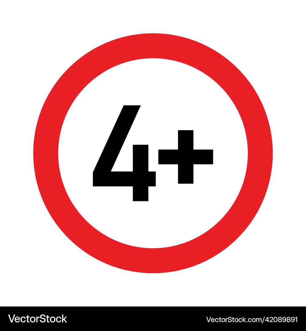 4 plus sign age restrictions Royalty Free Vector Image