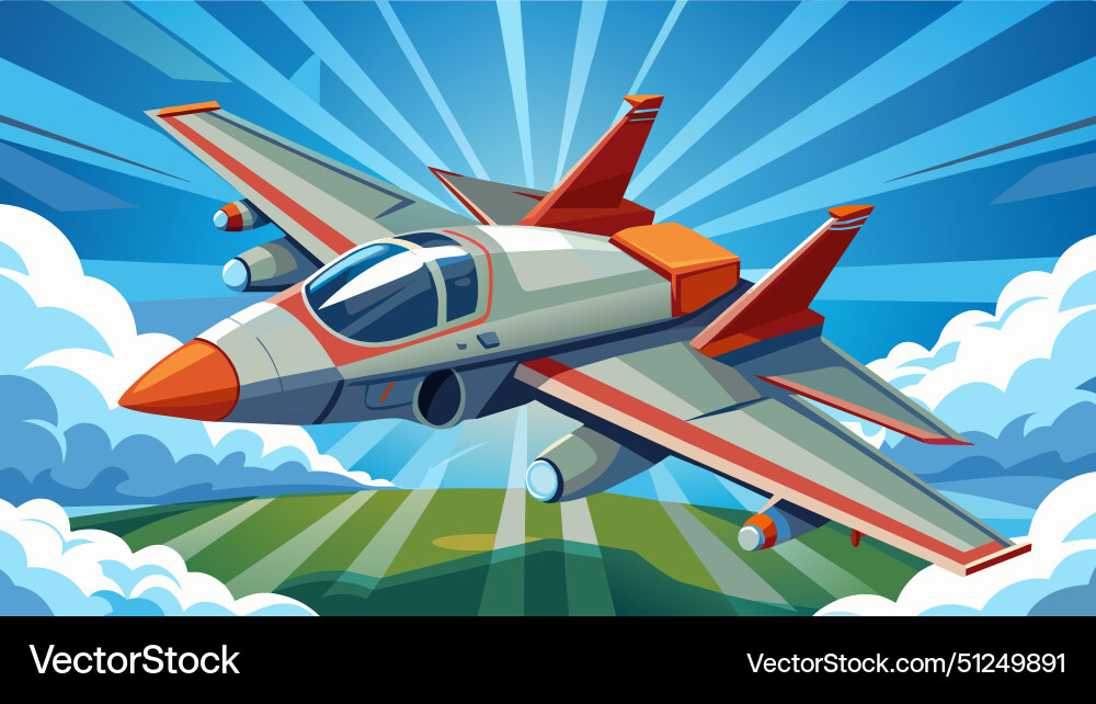 Aviation-fighter-plane-in-flight Royalty Free Vector Image