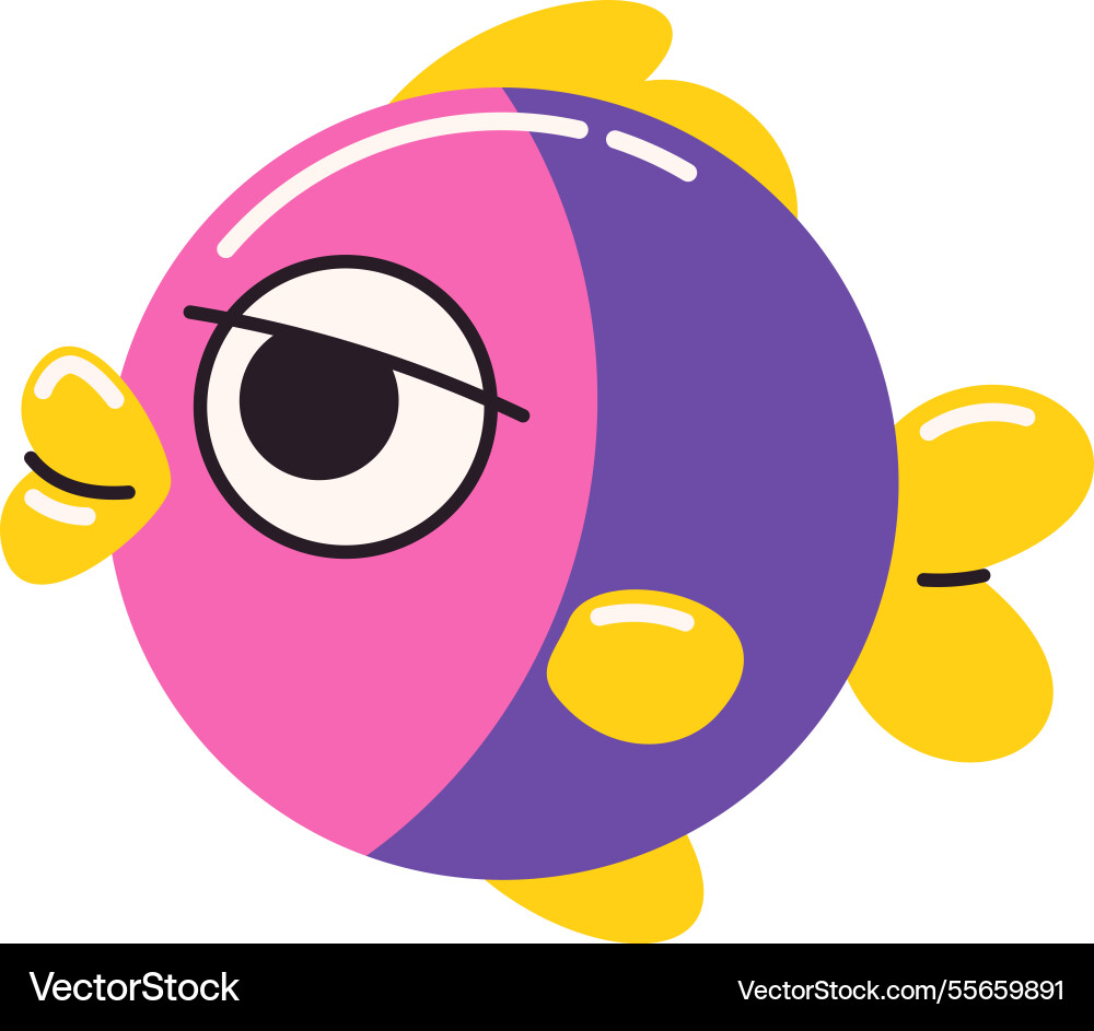 Cute colorful fish bubble doodle Royalty Free Vector Image