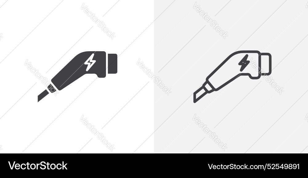 Electric charger thin line icon set Royalty Free Vector