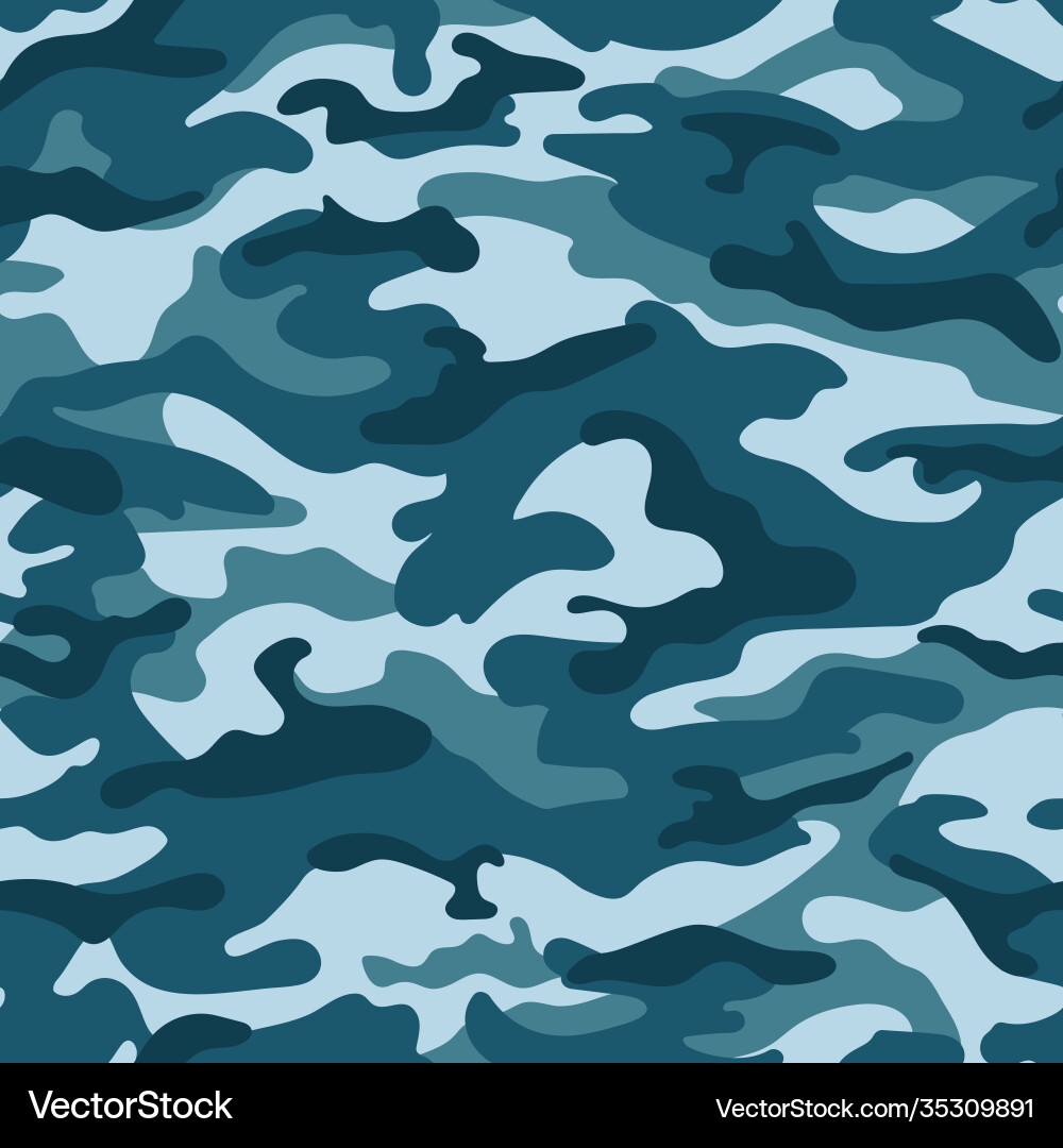 Military camouflage seamless pattern blue colors Vector Image