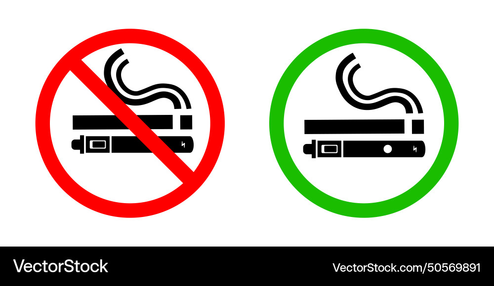No smoking vaping and area sign set Royalty Free Vector