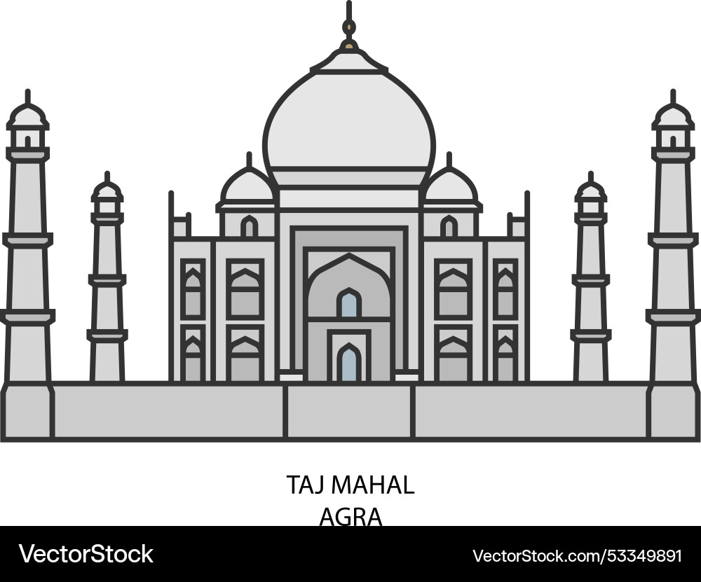 Taj mahal agra india Royalty Free Vector Image