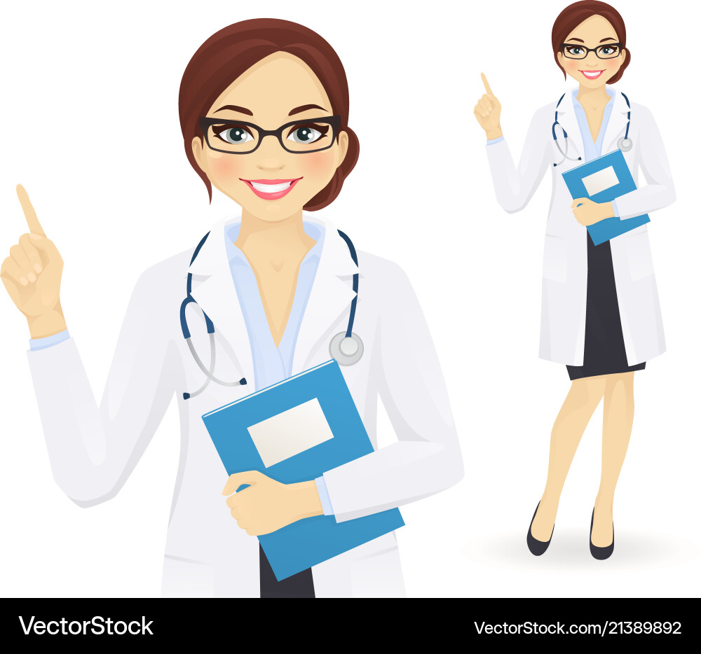 Doctor pointing Royalty Free Vector Image - VectorStock