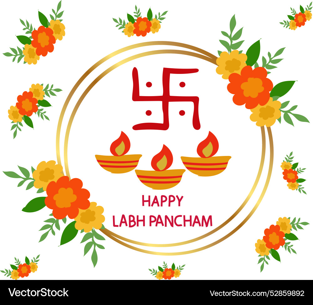 Happy labh pancham set Royalty Free Vector Image