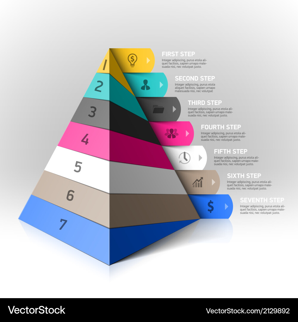 Layered pyramid steps design element Royalty Free Vector