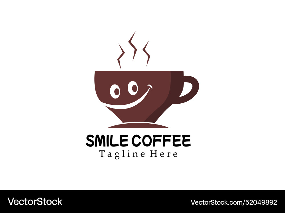 Modern flat unique coffee logo vintage with smile Vector Image