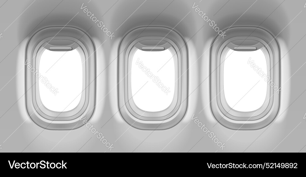 Plane window on flight 3d aircraft inside view Vector Image