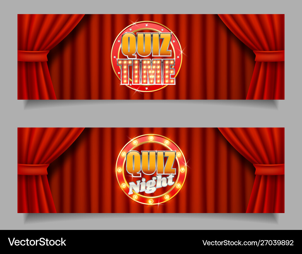 Quiz game horizontal banner template set Vector Image