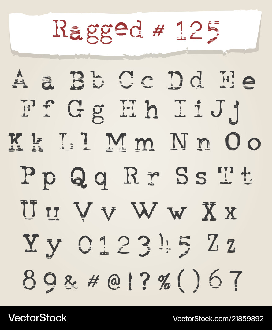 Ragged typewriter hand drawn font Royalty Free Vector Image