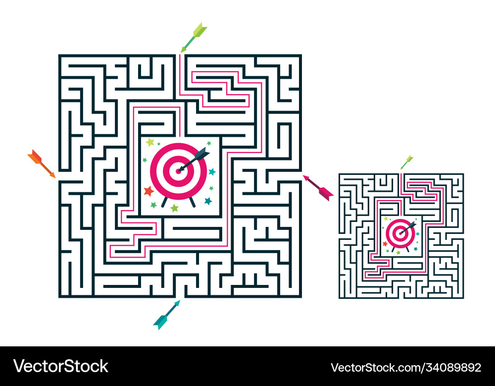 Square maze labyrinth game for kids Royalty Free Vector