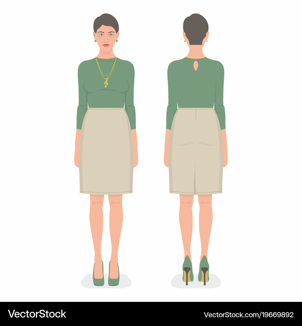 Woman front and back views Royalty Free Vector Image